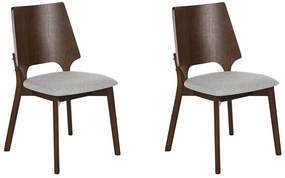Sada 2 jídelních židlí tmavé dřevo/šedé ABEE Beliani