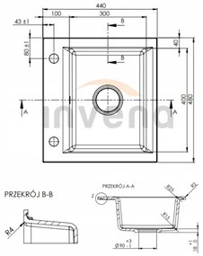 Invena Tesalia, 1-komorový granitový dřez 440x480x160 mm a zlatý sifon, INV-AZ-01-Z41-B