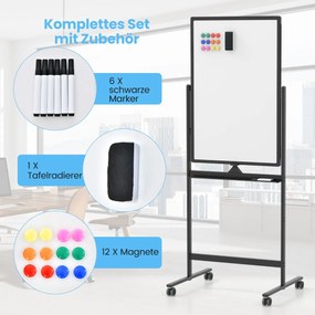 Costway Oboustranná mobilní tabule se zásobníkem na pera a – černý