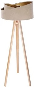 Timberlight Stojací lampa Awena béžová + zlatý vnitřek + dřevěné nohy