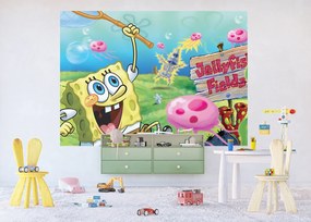 Dětská vliesová fototapeta na zed' Spongebob Chytá Medúzy | 252 x 182 cm | DFTDXL2053