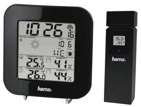 Hama | Hama - Meteostanice s LCD displejem a budíkem 2xAA černá | HM0116