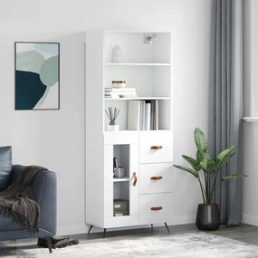 Fionshop 263888808 Skříň highboard bílá 69,5 x 34 x 180 cm kompozitní dře