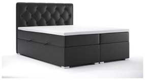 Kontinentální postel 140 cm Ronda (černá ekokůže) (s úložným prostorem). 1044322