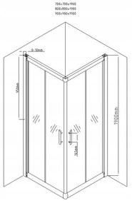Sprchová kabina MEXEN RIO mat, 70x70 cm