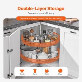 71,1 cm dvoupatrový chromový rohový organizér ve tvaru ledvinky Lazy Susan skříňová