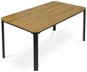 Stůl jídelní, MDF deska, dýha divoký dub, kovové nohy, černý lak