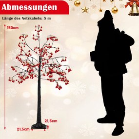 Costway 150 cm osvětlený vánoční stromek umělý světelný strom s pružnými větvemi