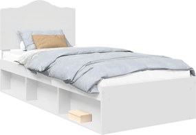 Rám postele s čelo Bílá 90 x 190 cm Masivní borové dřevo 3413362
