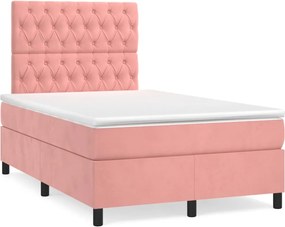 Box spring postel s matrací růžová 120 x 200 cm samet 3143198