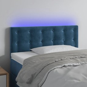 Čelo postele s LED tmavě modré 100x5x78/88 cm samet 3122092