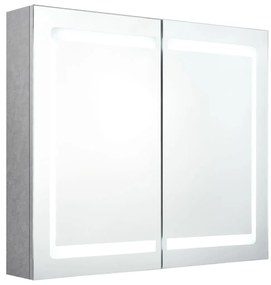 vidaXL Marketos LED koupelnová skříňka se zrcadlem betonově šedá 80x12x68 cm