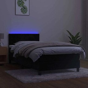 Box spring postel s matrací a LED černá 100x200 cm samet 3134509
