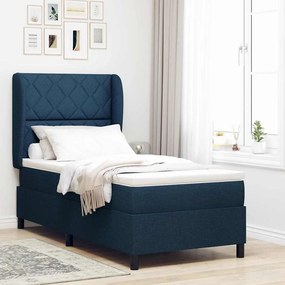 Postel s boxspringem s čelo Modrá 90 x 200 cm textil 3340612