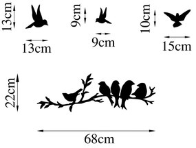 Nástěnná kovová dekorace Bırd Communıty černá