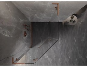 Mexen Lunar, L pětiúhelníkový sprchový kout naklápěcí doleva 80 x 90 cm, 8mm čiré sklo, profil měděná matná, 831L-080L-090P-65-00-L