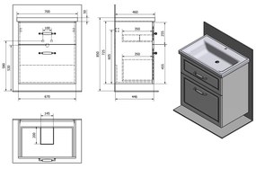 Sapho, FAVOLO umyvadlová skříňka 67x72,5x44,6 cm, bílá mat