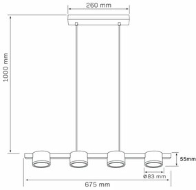 LED Lustr na lanku MIRELLA 4xGX53/6W/230V zlatá/černá