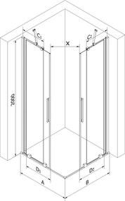 Mexen Velar Duo, sprchový kout s posuvnými dveřmi 80(dveře) x 80(dveře) cm, 8mm čiré sklo, bílá, 871-080-080-02-20