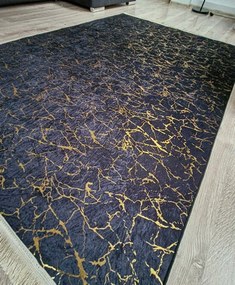 HU Černo-zlatý moderní koberec Parys Černá-zlato Rozměr: 50x80 cm