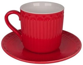 Porcelánový šálek s podšálkem v pastelově červené barvě (ISABELLE ROSE)