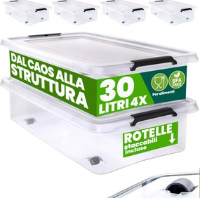 Deuba Úložný box sada 4 ks průhledná 60 × 40 × 17 cm 30L
