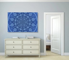 Obraz okrasná Mandala s krajkou v modré barvě
