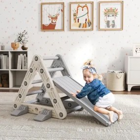 AIYAPLAY dětský lezecí trojúhelník pro děti od 18-48 měsíců se skluzavkou a lezecí rampou 130x80x69 cm šedá a bílá