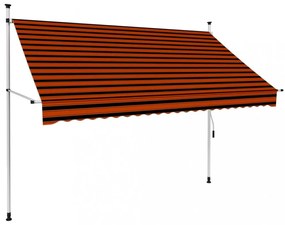 Ručně zatahovací markýza oranžová / hnědá Dekorhome 350 cm