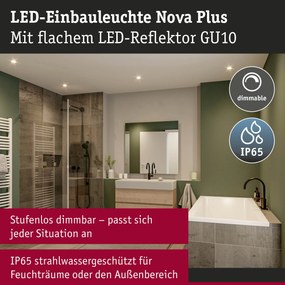 P 92416 LED vestavné svítidlo Nova Plus GU10 Flat IP65 93mm 3x4,9W 230V stmívatelné 2700K bílá mat - PAULMANN