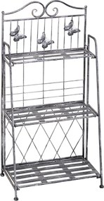 Outsunny police na rostliny kovový stojan na květiny 3 úrovně schodiště na květiny pro zahradu stříbrně šedá 44x25x96cm dekorativní a prostorově úspo…