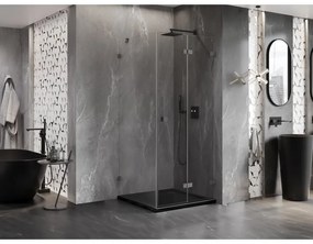Mexen Lunar-F, skládací sprchový kout pravý 100 x 100 cm, 8mm čiré sklo, profil grafit broušený, 836-100-100-66-00-P