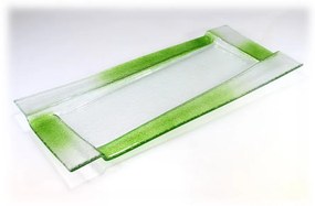 BDK-GLASS Skleněný obdélníkový tác ZOOM zelený Rozměr: 40x17cm