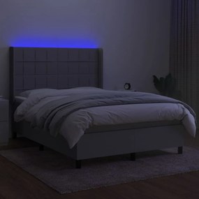 Box spring postel s matrací a LED světle šedá 140x200 cm textil 3138317
