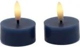 Sada LED čajové svíčky na baterie Sille Tealight, Ø 4,5 × 2,2 cm, hluboký oceán, z pravého vosku, balení 2 ks