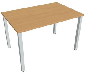 Stůl pracovní rovný 120 cm - Hobis Uni US 1200 Dekor stolové desky: buk, Barva nohou: Stříbrná