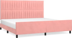 Rám postele s čelem růžový 200x200 cm samet 3125902