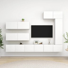 7dílný set TV skříněk bílý kompozitní dřevo 3078717