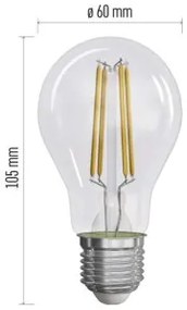 Emos lighting LED žárovka Filament A60 A CLASS/ E27 / 5 W (75 W) / 1 060 lm / neutrální bílá 1525283412