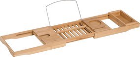 HOMCOM Polička na vanu, Vana, Dřevěný tray, Úložný systém, Bambus, Přírodní, (70-105) x 21,8 x 5 cm | Aosom