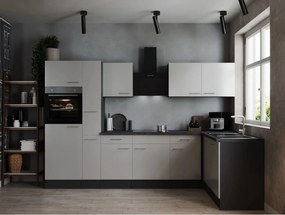 Respekta Kuchyně Oliver L bílá/žula 310 cm-trouba/skl.deska/dig./myčka/led.