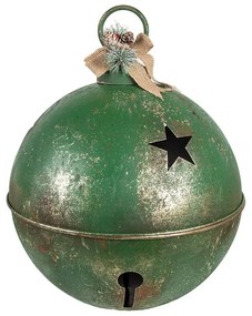 Veliká kovová zelená dekorace rolnička - Ø 41*51 cm