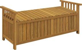 Dřevěná zahradní lavice Outsunny pro 2 osoby s úložným prostorem 186L, venkovní lavice s opěrkami na ruce, nosnost 240 kg, pro zahradu nebo balkon, 12