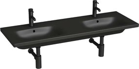 Jika Mio-N - Dvojumyvadlo 130x45 cm, s přepadem, 2 otvory pro baterie, matná černá H8147147161041