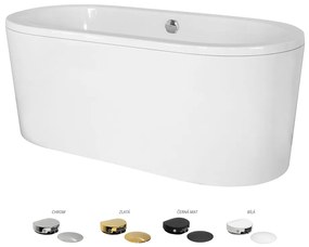 Besco Volně stojící vana ze sanitárního kompozitu Victoria CC/NP 185x82, napouštění přes přepad Rozměry (cm): 185x82, Typ a barva výpustě: McAlpine Click-Clack s napouštěním přes přepad, černá mat