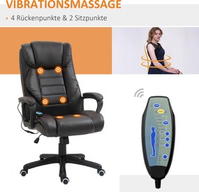 Vinsetto kancelářská židle s masážní funkcí, ergonomická exekutivní židle s vibrační masáží, sklopná funkce, výškově nastavitelná kancelářská otočná …