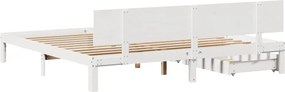 Rám postele se zásuvkami bílý 200 x 200 cm masivní borovice 3301993