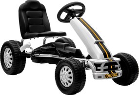 AIYAPLAY Go-Kart pro děti od 3 let s nastavitelným sedadlem, volantem, ruční brzdou, hliníkovým a ocelovým rámem, nosnost 30 kg, bílý