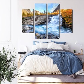 Vícedílný obraz Podzimní Krajina S Vodopádem Nedostatek Nedostatek Přírodní plátno 200x150
