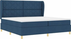 Postel s boxspringem s čelo Modrá 200 x 200 cm textil 3340843